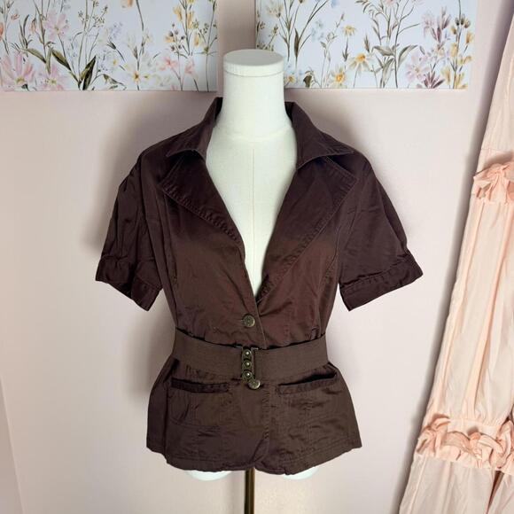 Tops | Vintage Miss Ashley Belted Safari Blazer Top Size M | Poshmark